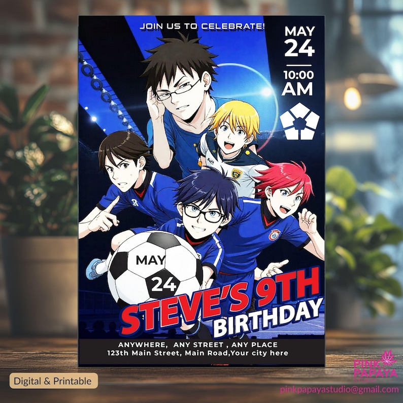 Bluelock Manga Birthday Invitation: Nagi, Bachira & Isagi (digital ...