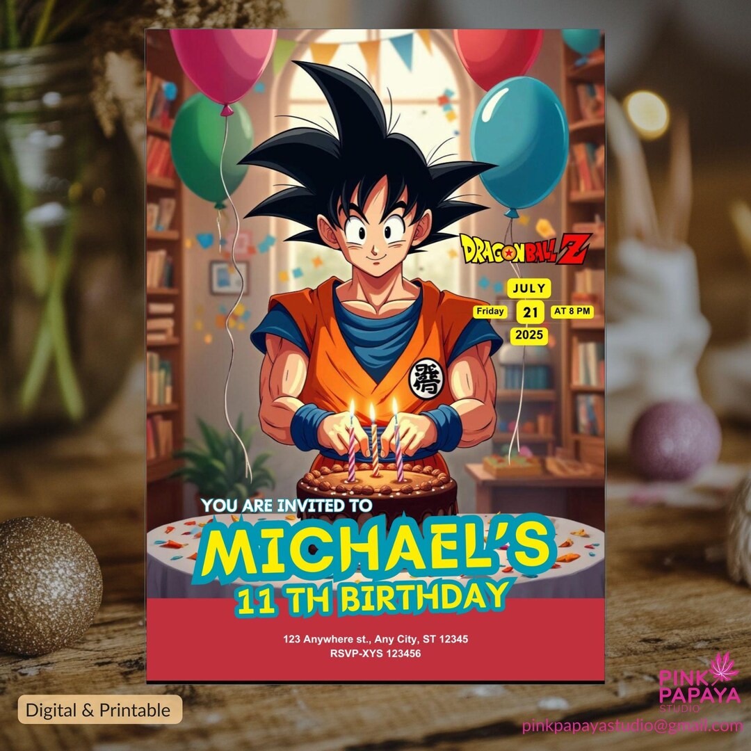 Personalized DBZ Birthday Invitation: Goku Party (digital Download) - Etsy