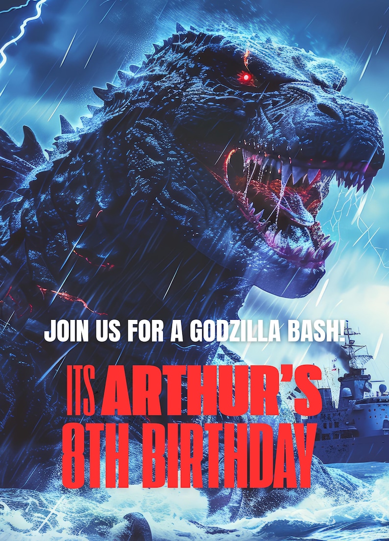 Custom Godzilla Birthday Backdrop: Printable Party Theme (digital ...
