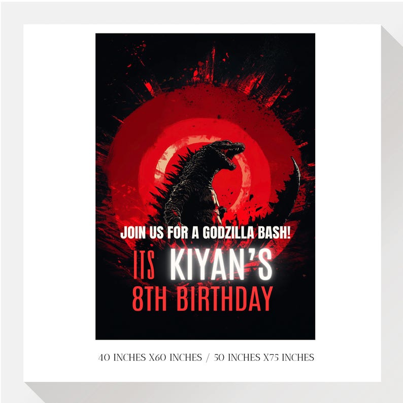 Personalized Godzilla Birthday Backdrop: Theme Party Decor (digital ...
