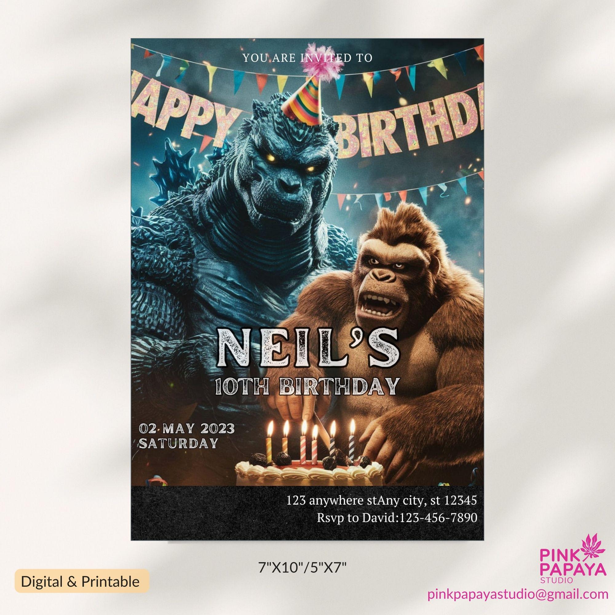 Godzilla - Customized Birthday Invitation, Godzilla -party,digital ...
