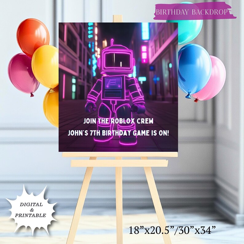 Roblox Welcome Board,customized Birthday Poster, Roblox party Welcome ...