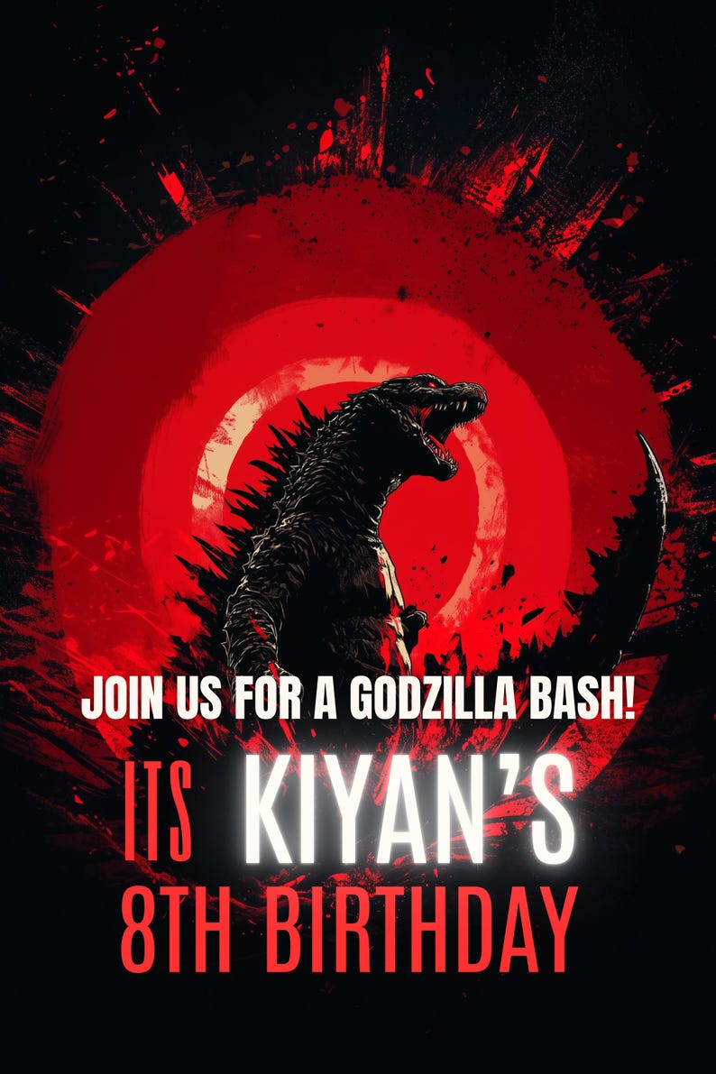 Personalized Godzilla Birthday Backdrop: Theme Party Decor (digital ...