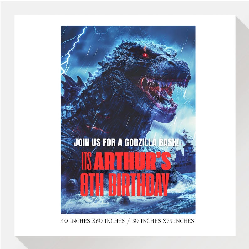 Custom Godzilla Birthday Backdrop: Printable Party Theme (digital ...