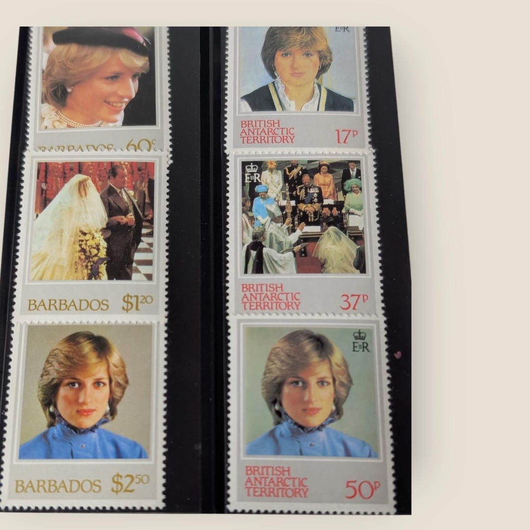 Vintage Princess Diana Birthday Set 8 Stamps-british Antarctic ...
