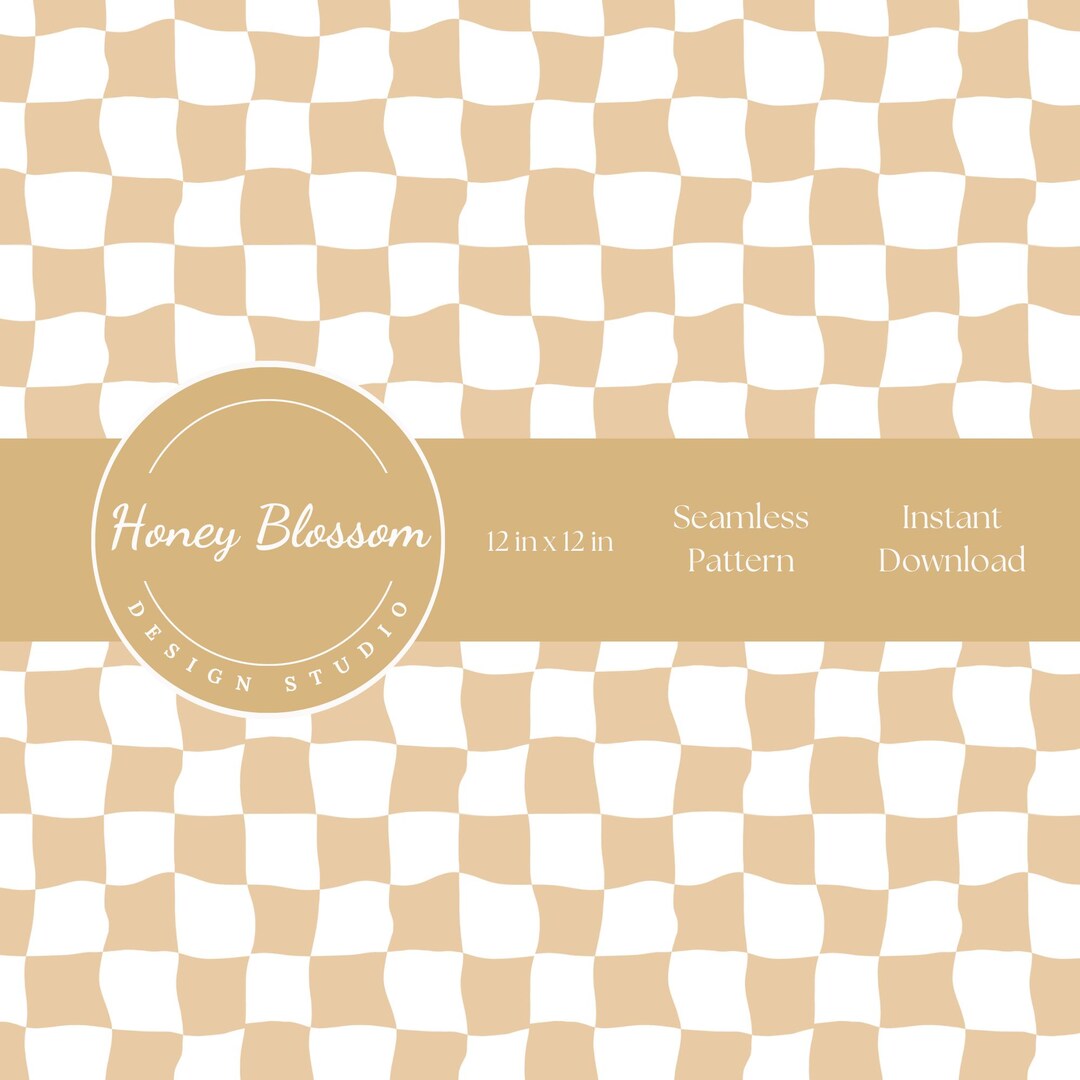 Wavy Checkerboard - Honey Yellow | Seamless Pattern | Digital Download ...