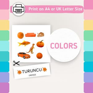 Turkish Colors Flashcards, Turkish Bilingual Flash Cards, English ...