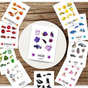 Turkish Colors Flashcards, Turkish Bilingual Flash Cards, English ...