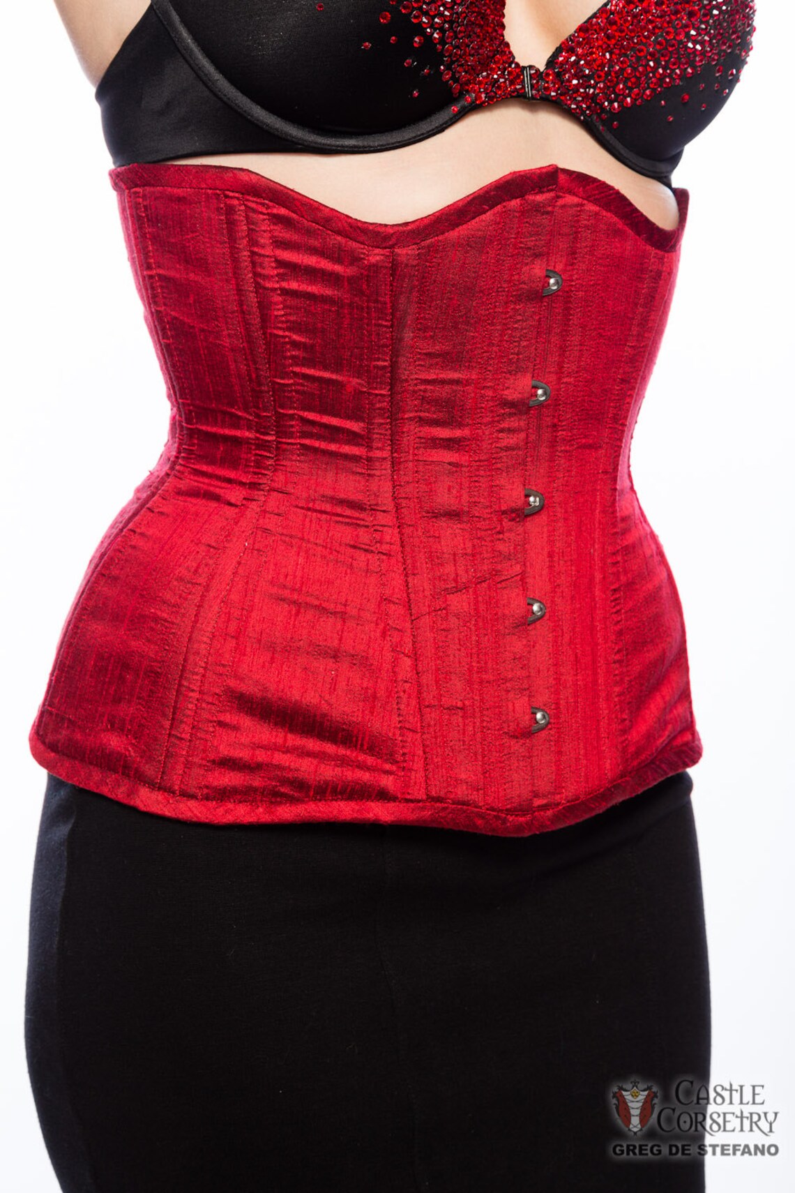 Red Silk Long Line Waist-training Corset | Etsy