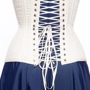 White Silk Long Line Waist-training Corset - Etsy