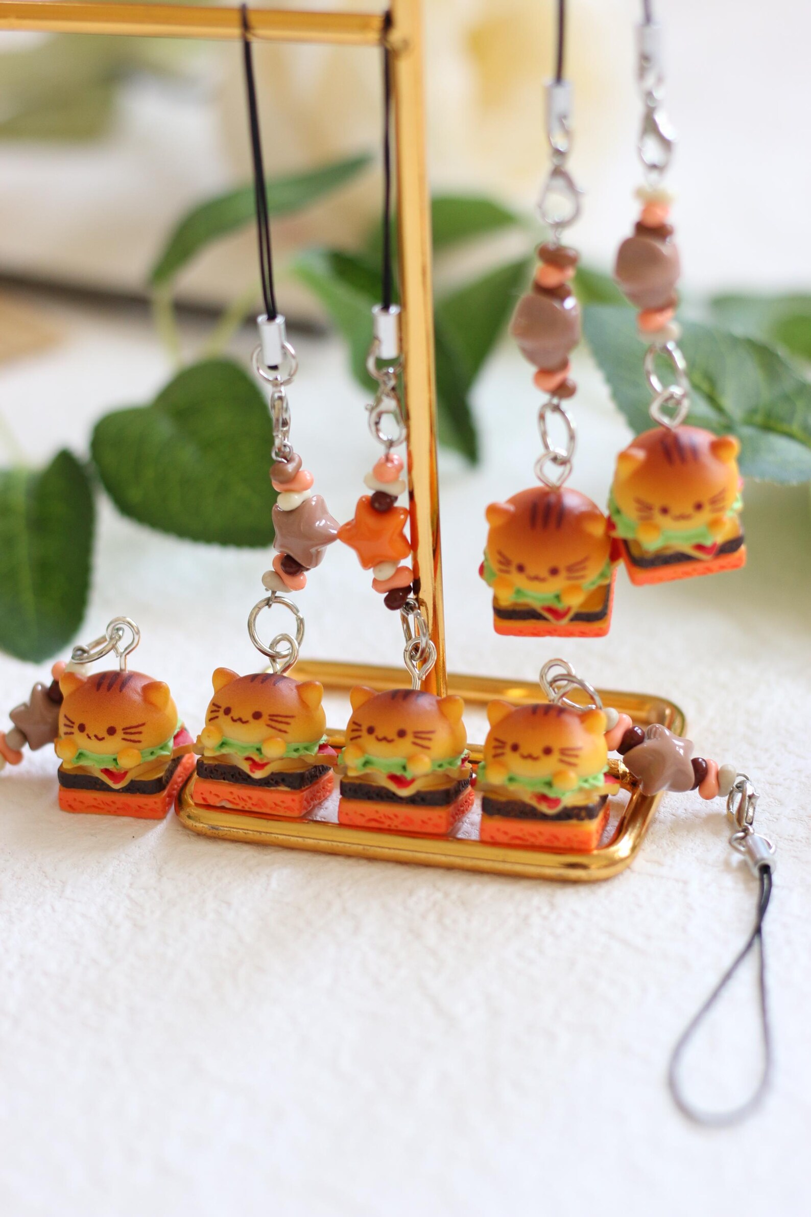 Cat Burger Phone Charm, Cat Phone Charm, Cute Phone Charm, Handmade ...