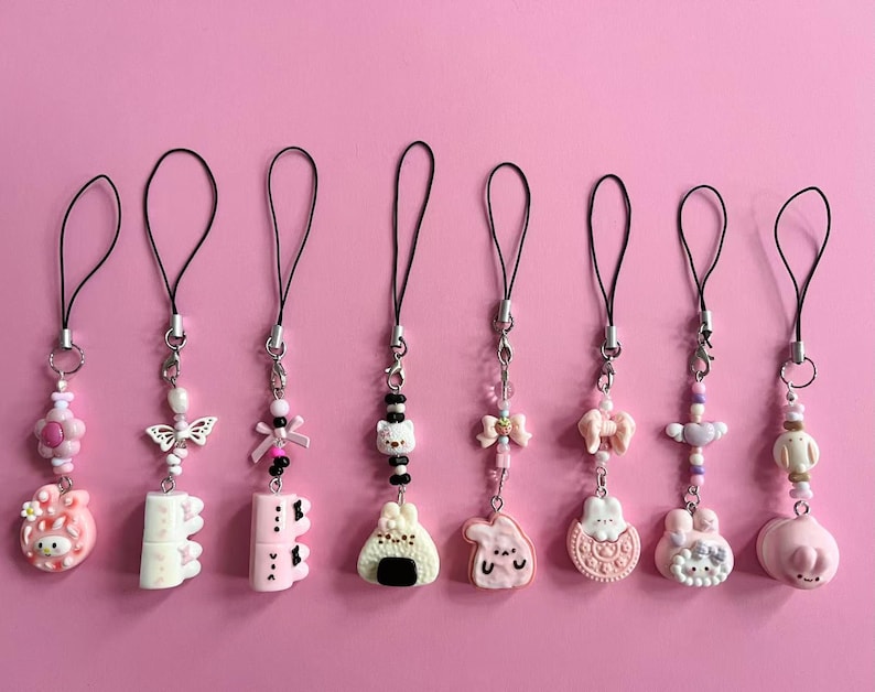 Bunny Handmade Phone Charms, Food Charms, Trendy Phone Strap, Cute ...