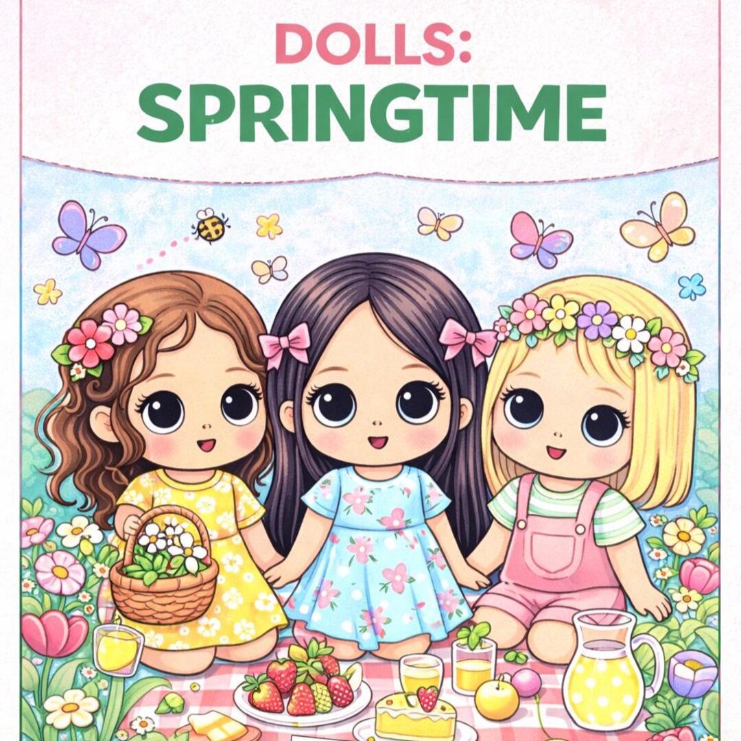 DOLLS: SPRINGTIME – 6 Printable Coloring Pages (digital Download) - Etsy