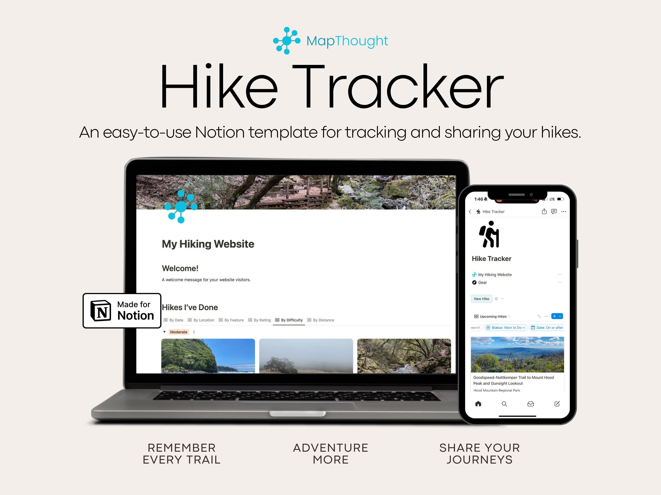 Hike Tracker Notion Template, Dayhike Trip Log, Backpacking Trek ...