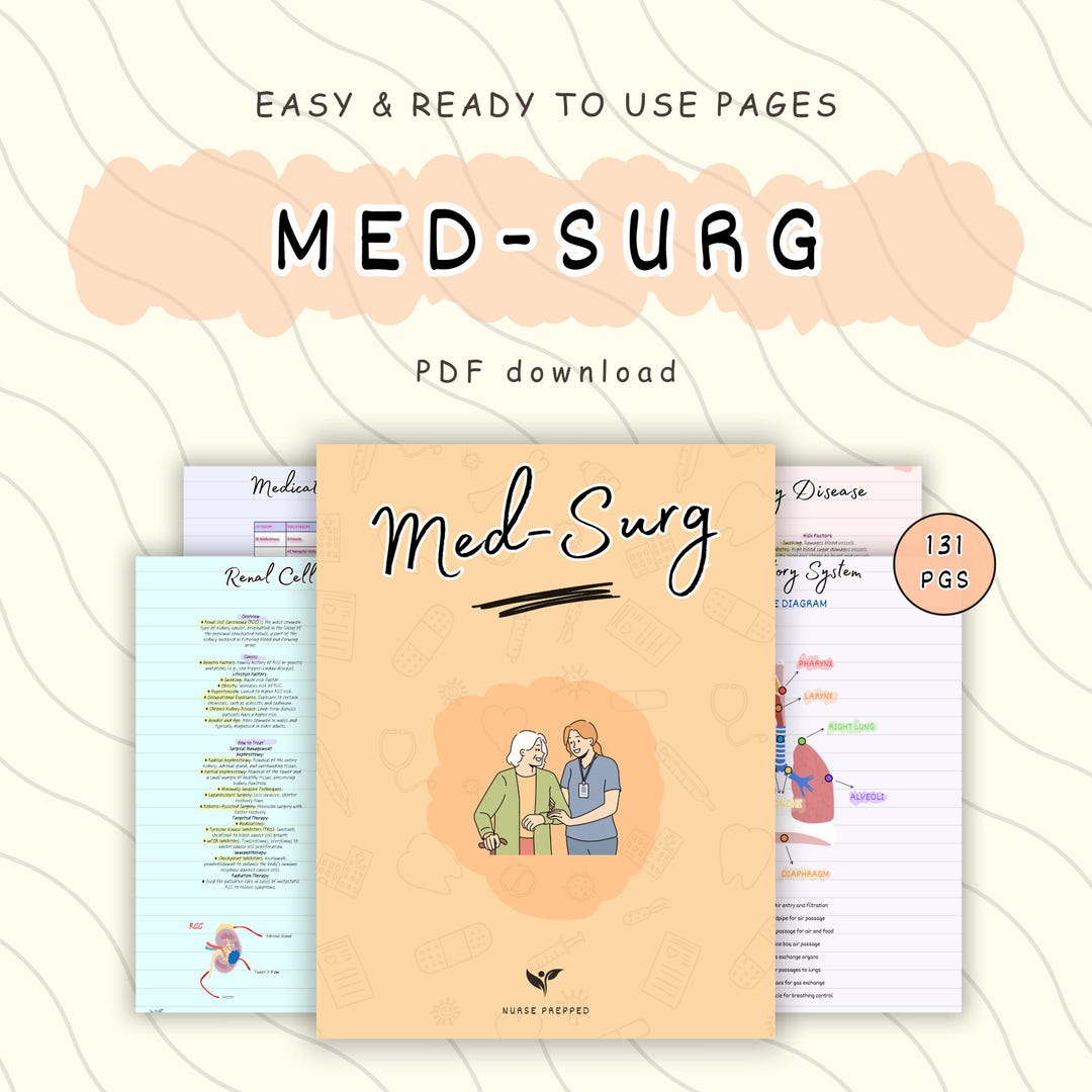 Med-surg Nursing Study Guide, Med Surg Notes, Medical-surgical Bundle ...