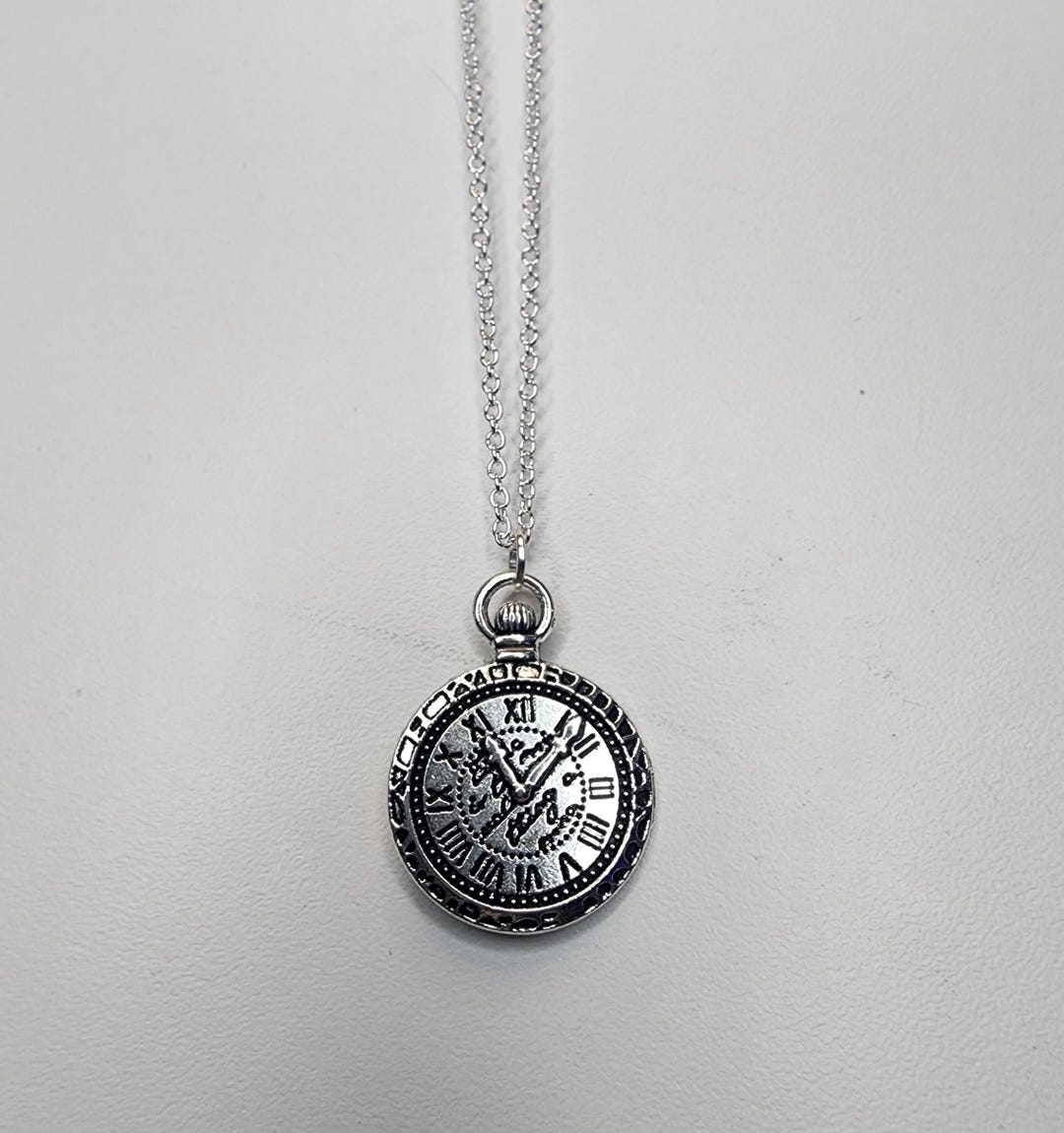 Silver or Bronze Pocketwatch Necklace, Antique Roman Numeral Steampunk ...