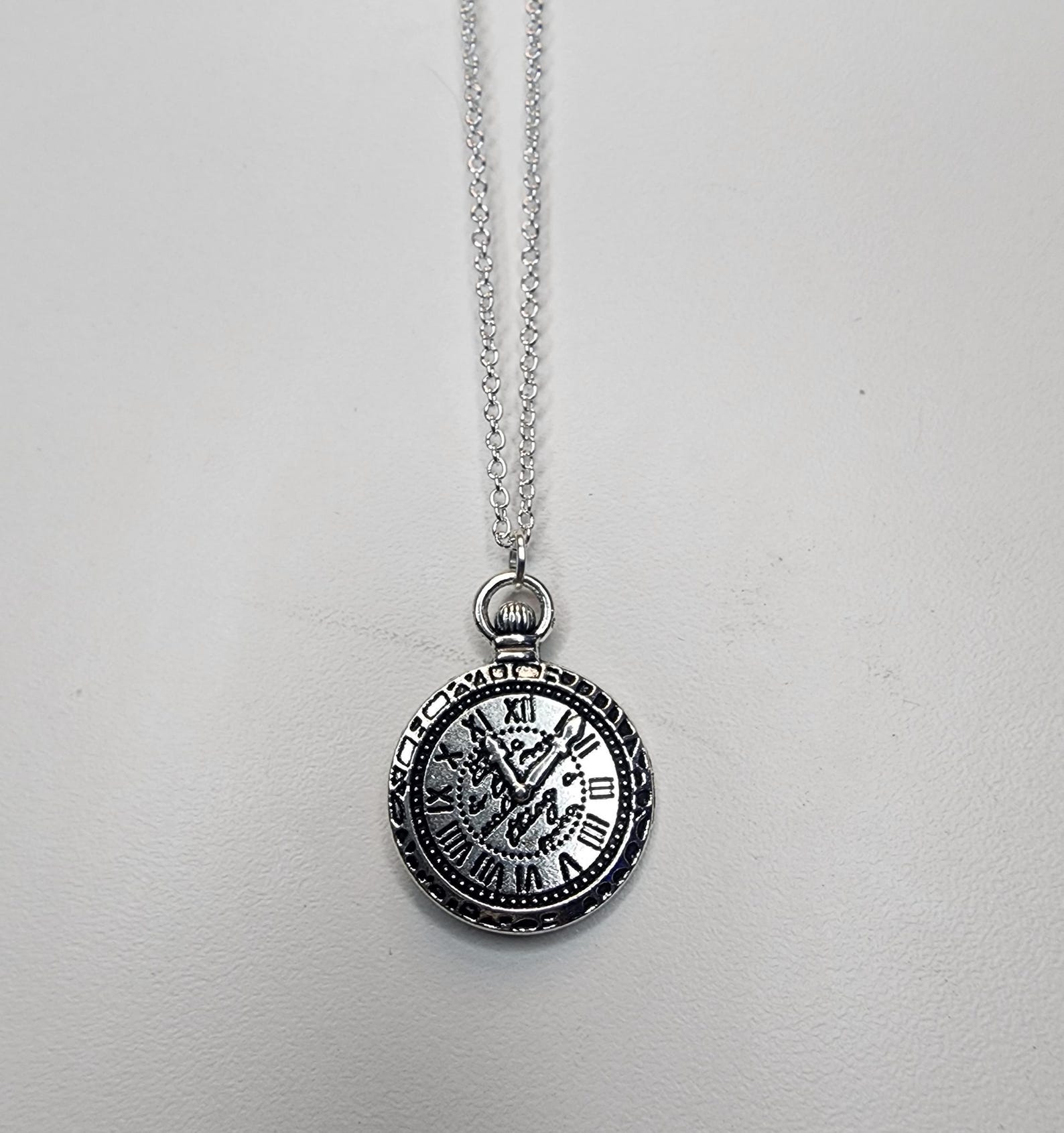 Silver or Bronze Pocketwatch Necklace, Antique Roman Numeral Steampunk ...