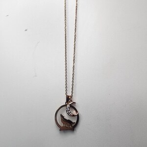 Rose Gold Wolf Necklace, Howling Wolf Pendant, Animal Jewelry, Colorful ...