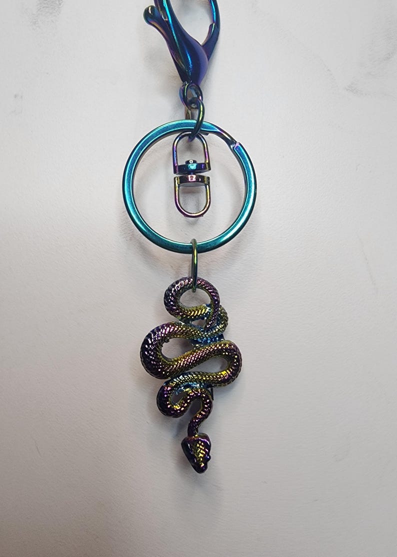 Rainbow Snake Keychain, Colorful Reptile Lobster Style Keyring, Animal ...
