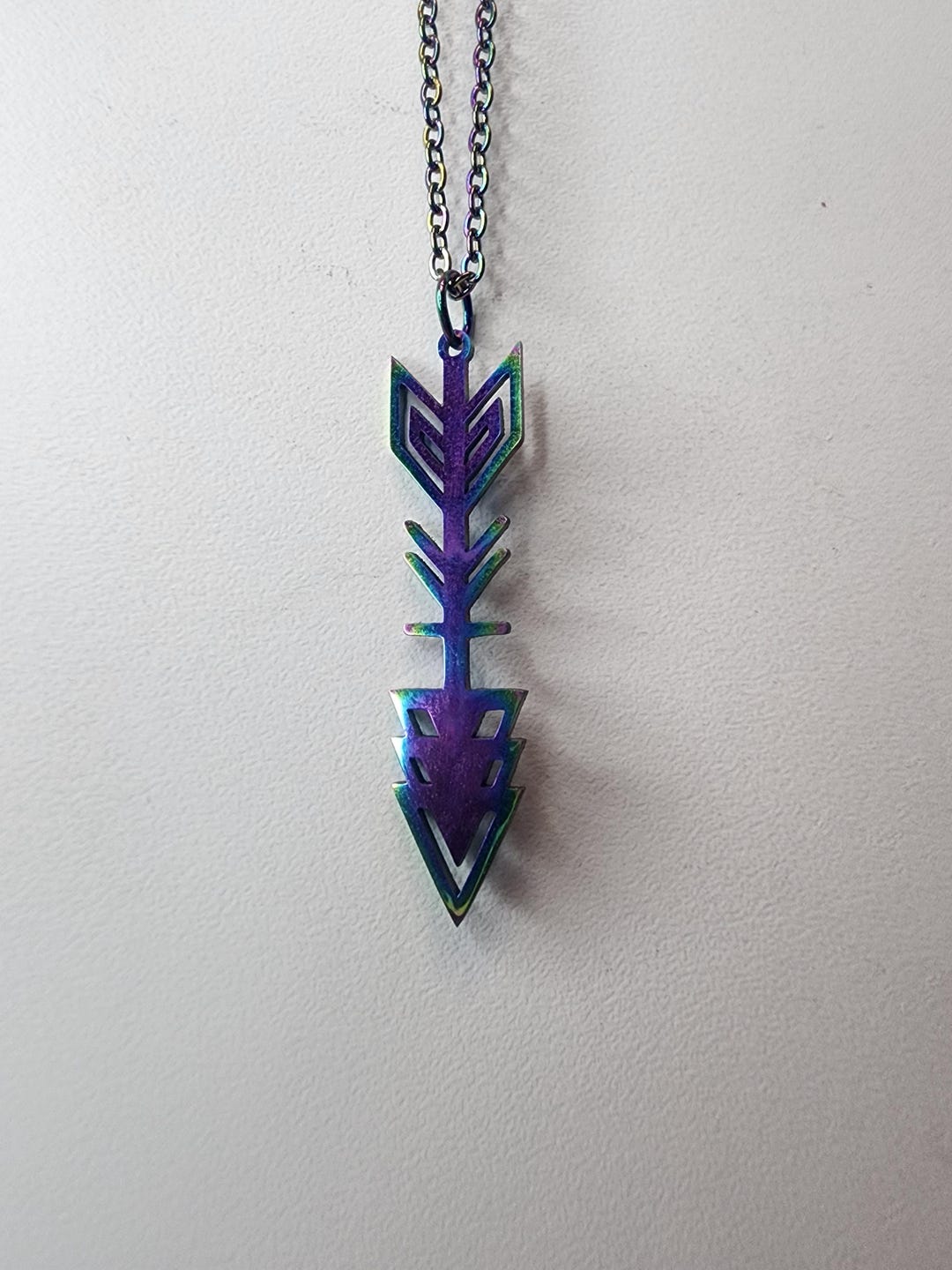 Rainbow or Silver Arrow Necklace - Etsy