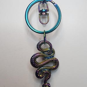 Rainbow Snake Keychain, Colorful Reptile Lobster Style Keyring, Animal ...