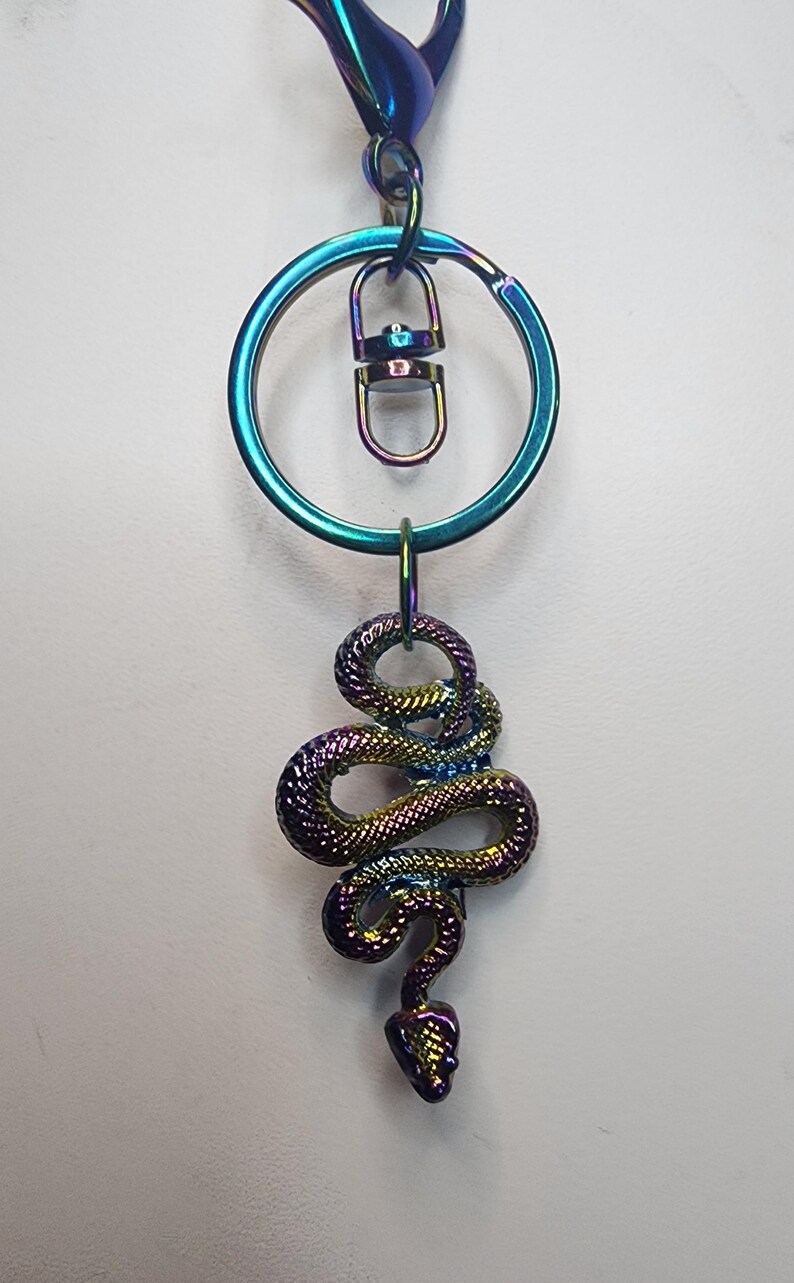 Rainbow Snake Keychain, Colorful Reptile Lobster Style Keyring, Animal ...