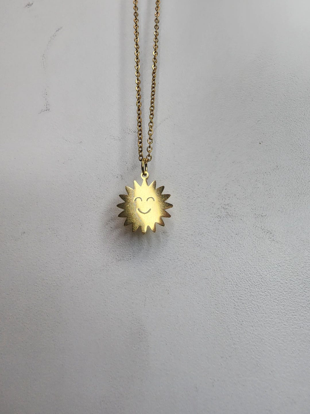 Gold or Silver Smiling Sun Necklace, Rhinestone Rays Crystal Jewelry ...