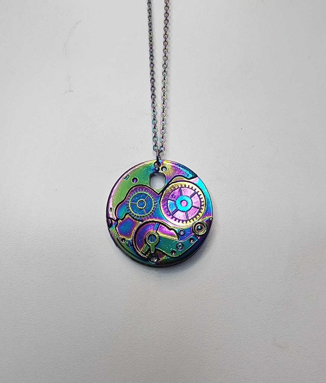 Rainbow or Silver Steampunk Gear Necklace, Mechanical Cogs & Gears ...