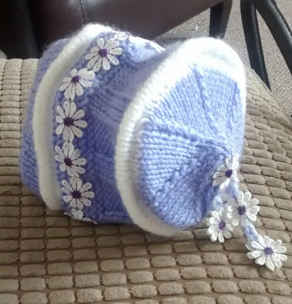 Baby Knitting Patterns Lilac Daisy Bonnet and Nappy Cover 0-6mths Approx - Etsy