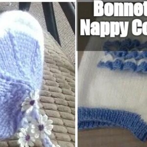 Baby Knitting Patterns Lilac Daisy Bonnet and Nappy Cover 0-6mths Approx - Etsy UK