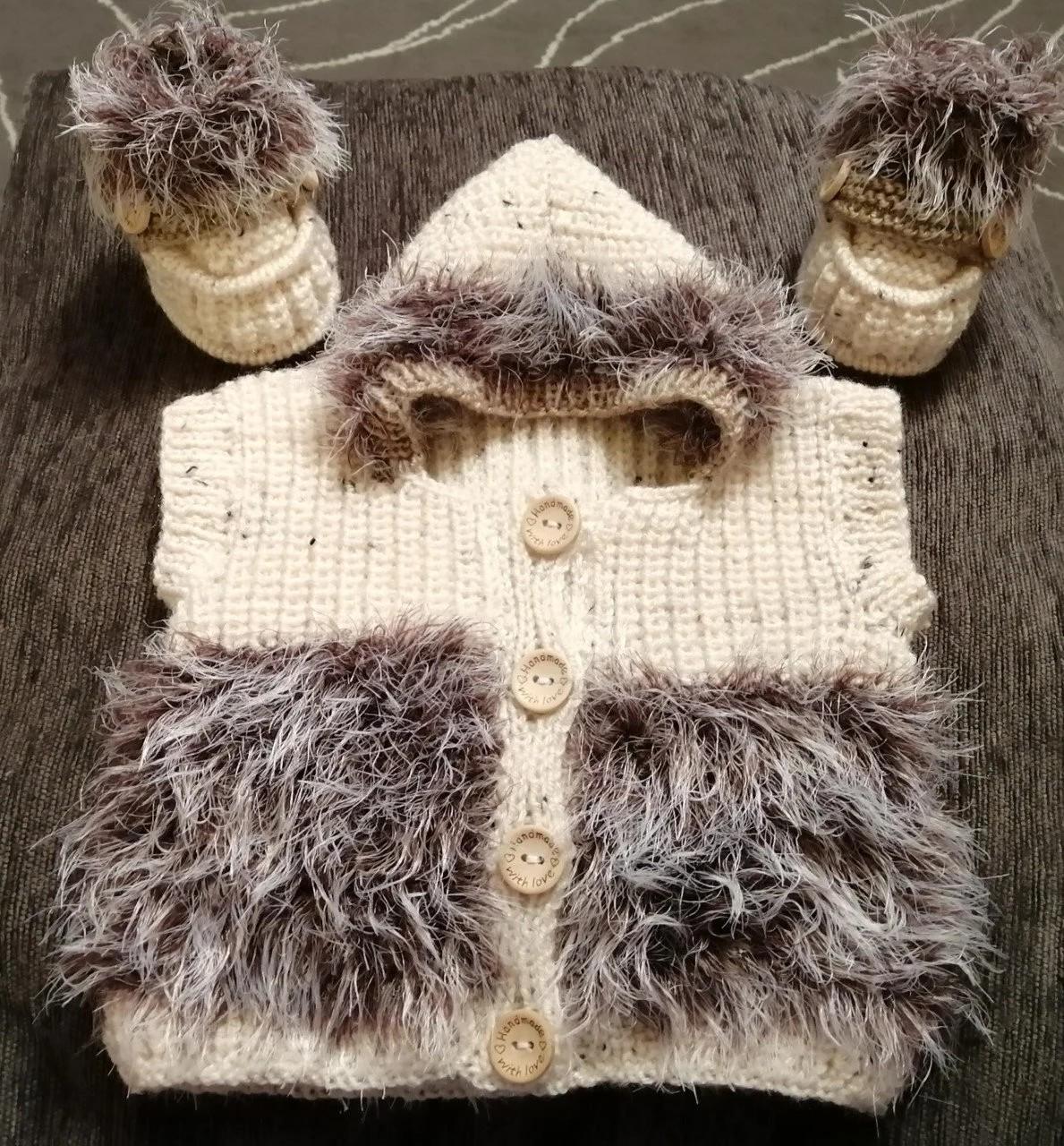 Baby Knitting Pattern Gillet and Fur Boots 3-6mths & 6-9mths - Etsy