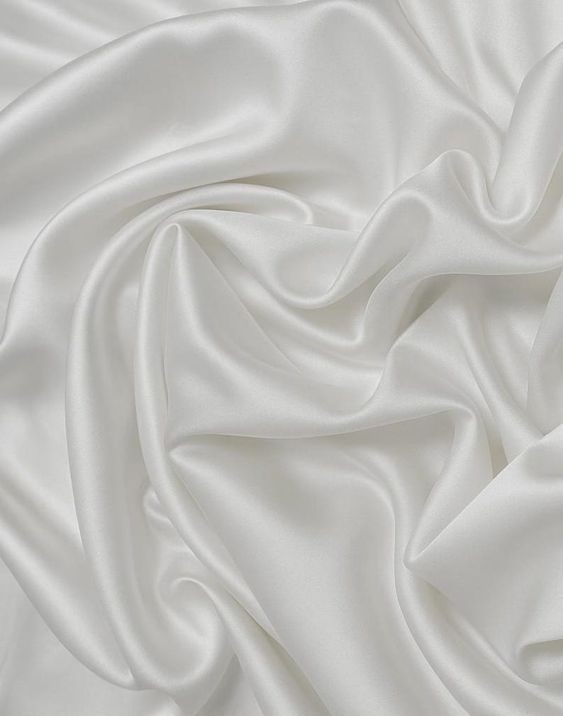 Off White Satin Fabric by the Yard – Luxury Stretch Silk Satin, Premium ...