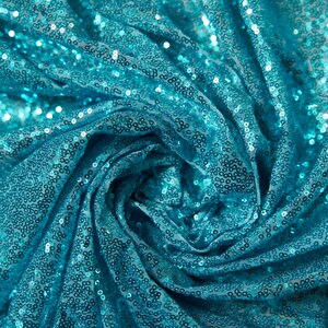 Iridescent Turquoise Sequin Mesh Fabric – 3mm Stretch Sequins for ...