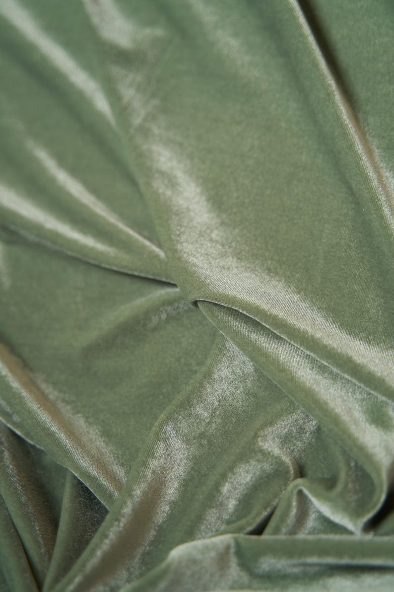 Sage Green Stretch Velvet Fabric-4 Way Stretch Soft Green Velvet by the ...