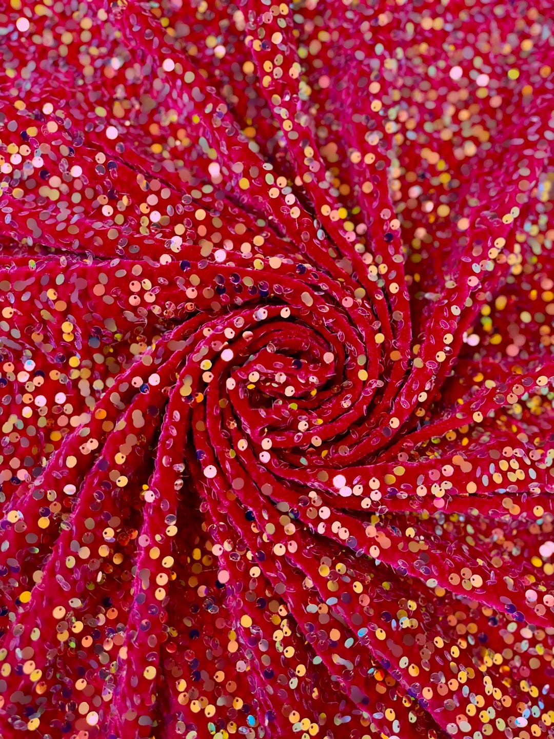 Fuchsia Iridescent Velvet Sequin Fabric: 2-way Stretch Prom Dress ...