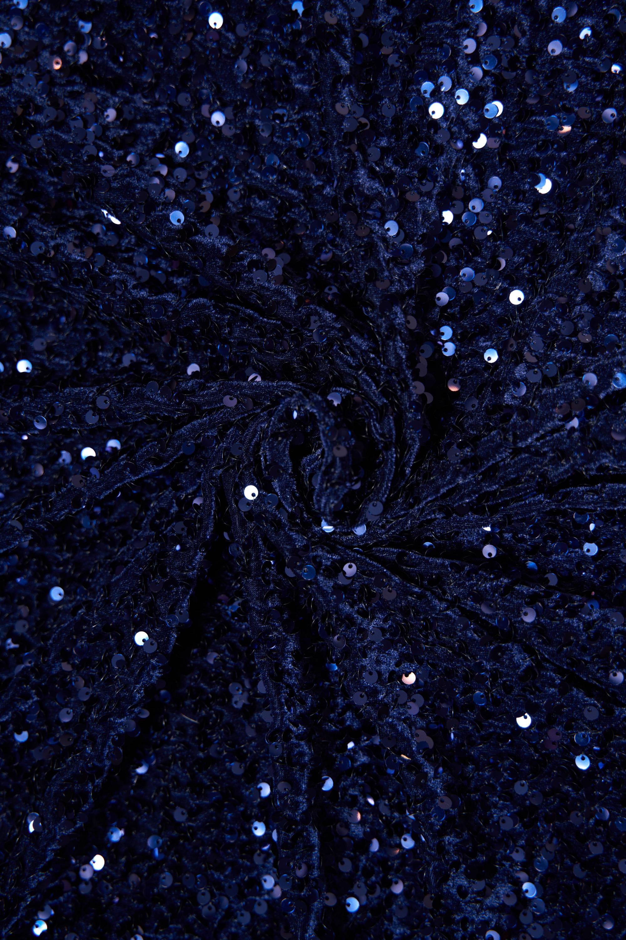 Dark Blue Sequin Velvet Fabric: Stretch Polyester Spandex Blend - Etsy