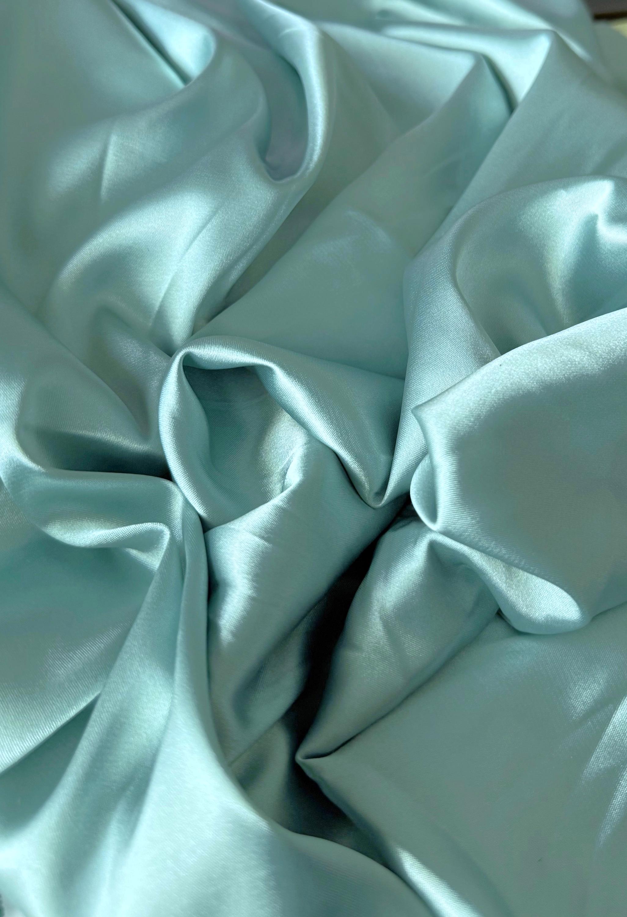 Crystal Blue Silky Satin Fabric by the Yard – Soft Shiny Material for ...