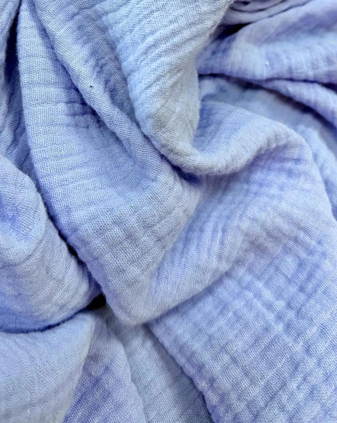 Blue Crinkle Double Gauze Fabric, 100% Cotton Muslin by the Yard, Soft ...