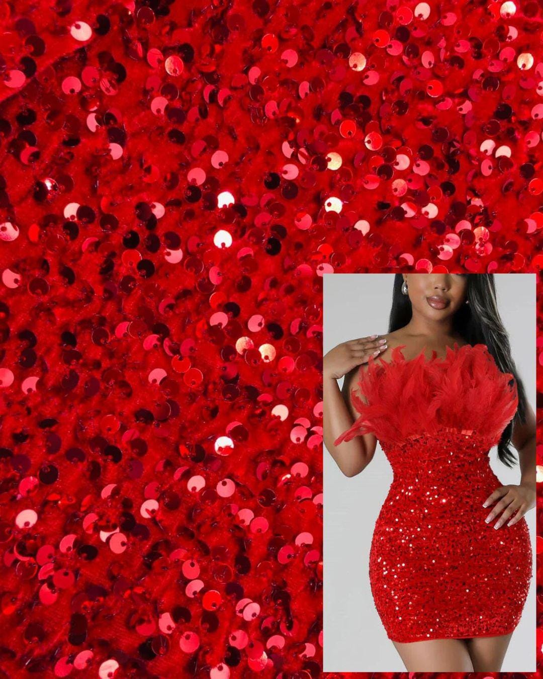 Red Velvet Fabric, Red Sequin Velvet by the Yard, Luxury Fashion Fabric ...