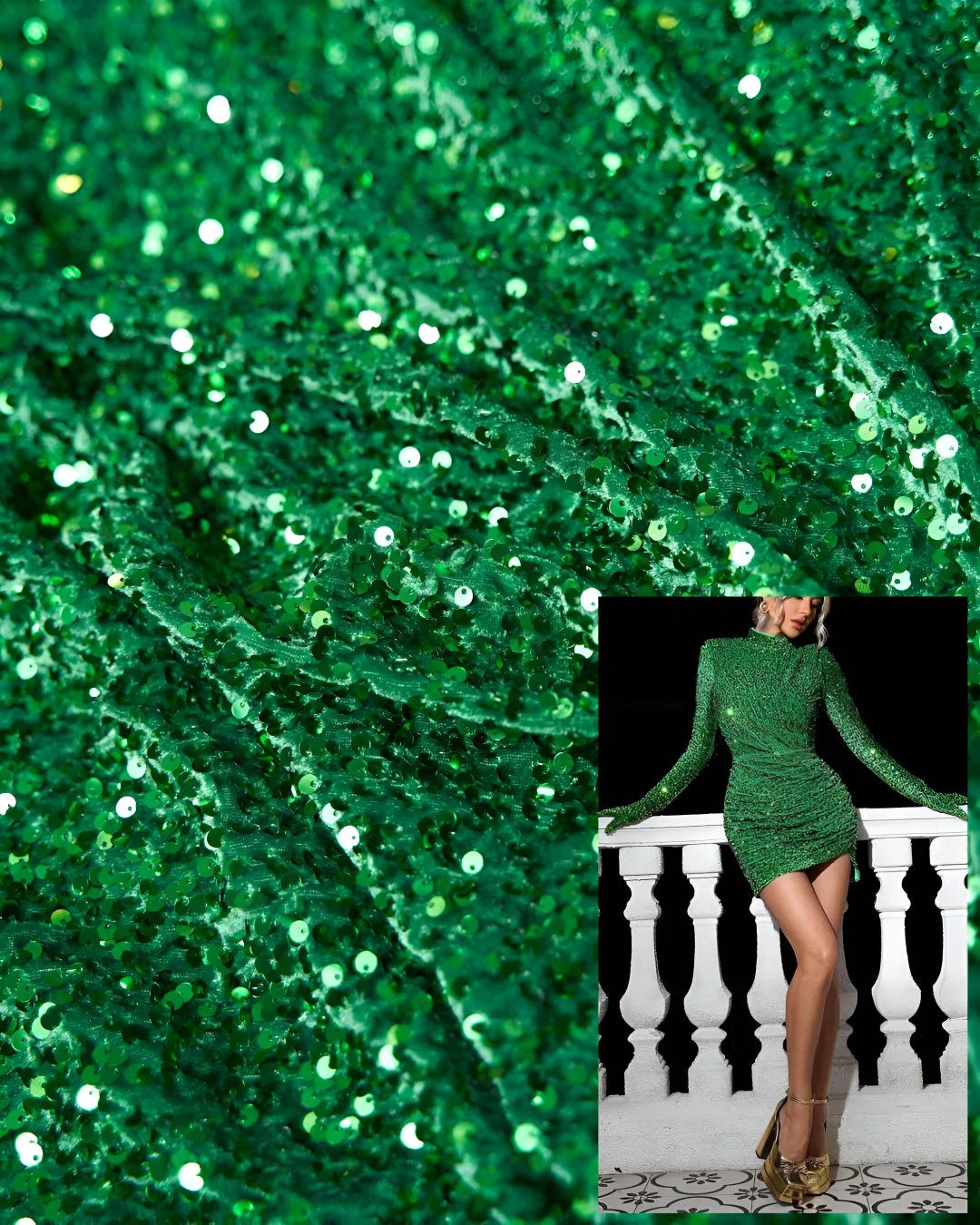 Kelly Green Sequins Velvet Fabric: Stretch Fashion Fabric - Etsy
