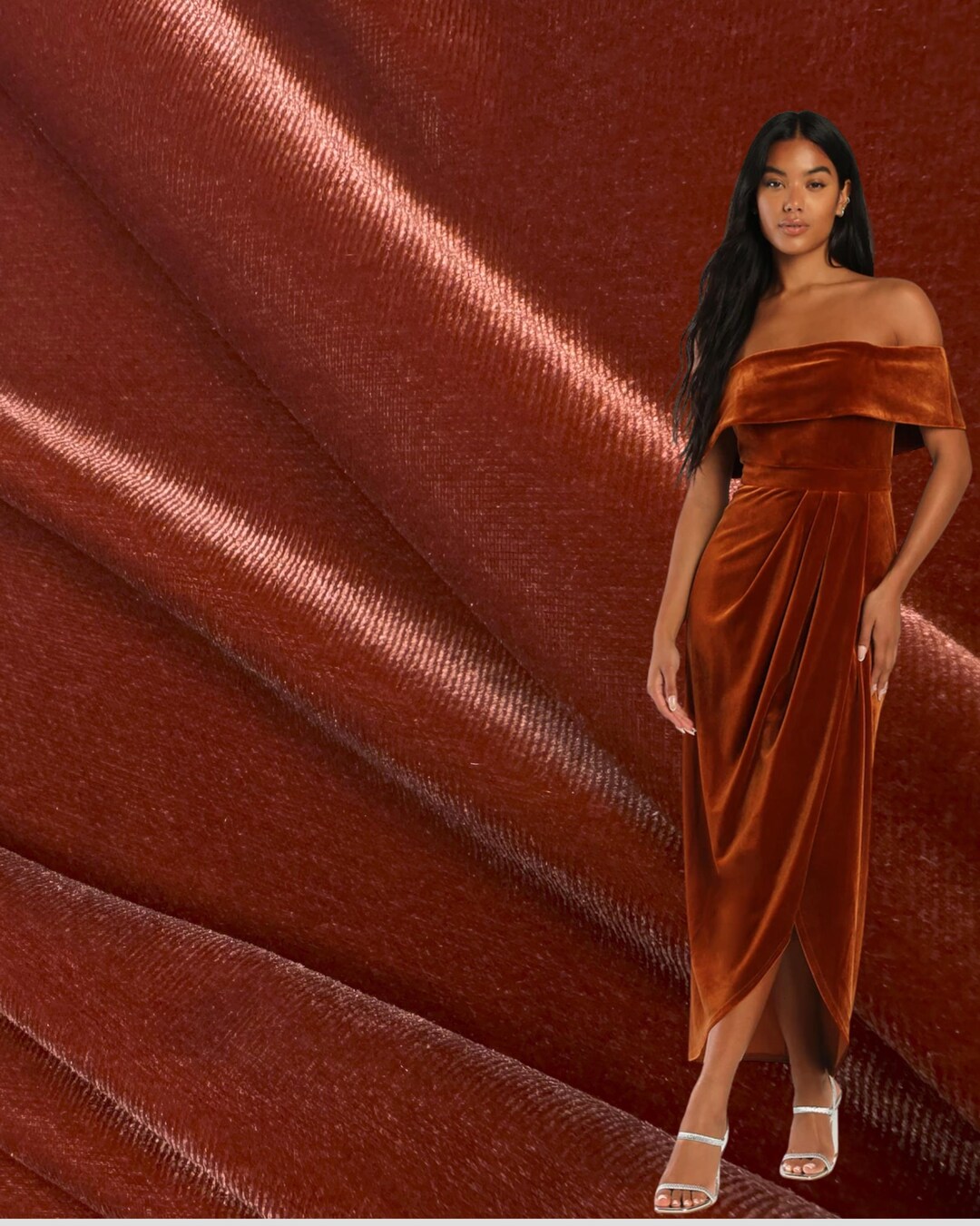 Rust Velvet Fabric by the Yard – Soft Fabric for Dresses, Gowns ...