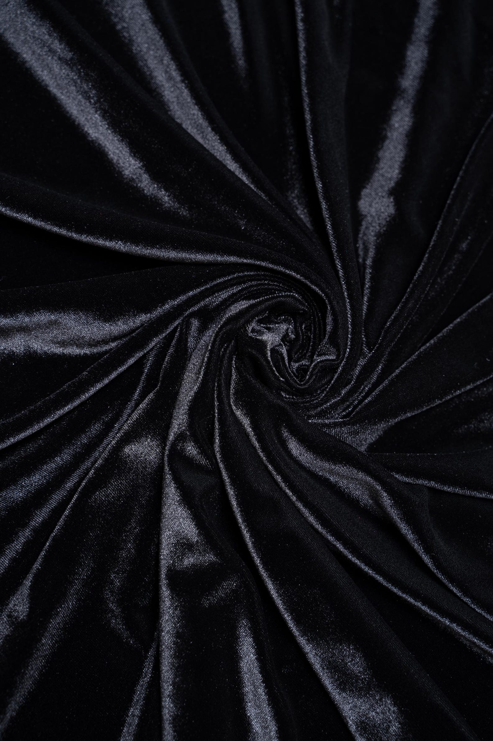Black Velvet Stretch Fabric Soft Velvet Fabric by the Yard Luxury 4-way ...