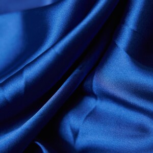Royal Blue Satin Fabric by the Yard – Luxury Stretch Silk Satin ...