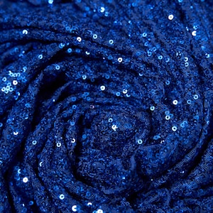 Blue Sequin Stretch Mesh Fabric – 3mm High-density Sequins, Dress ...