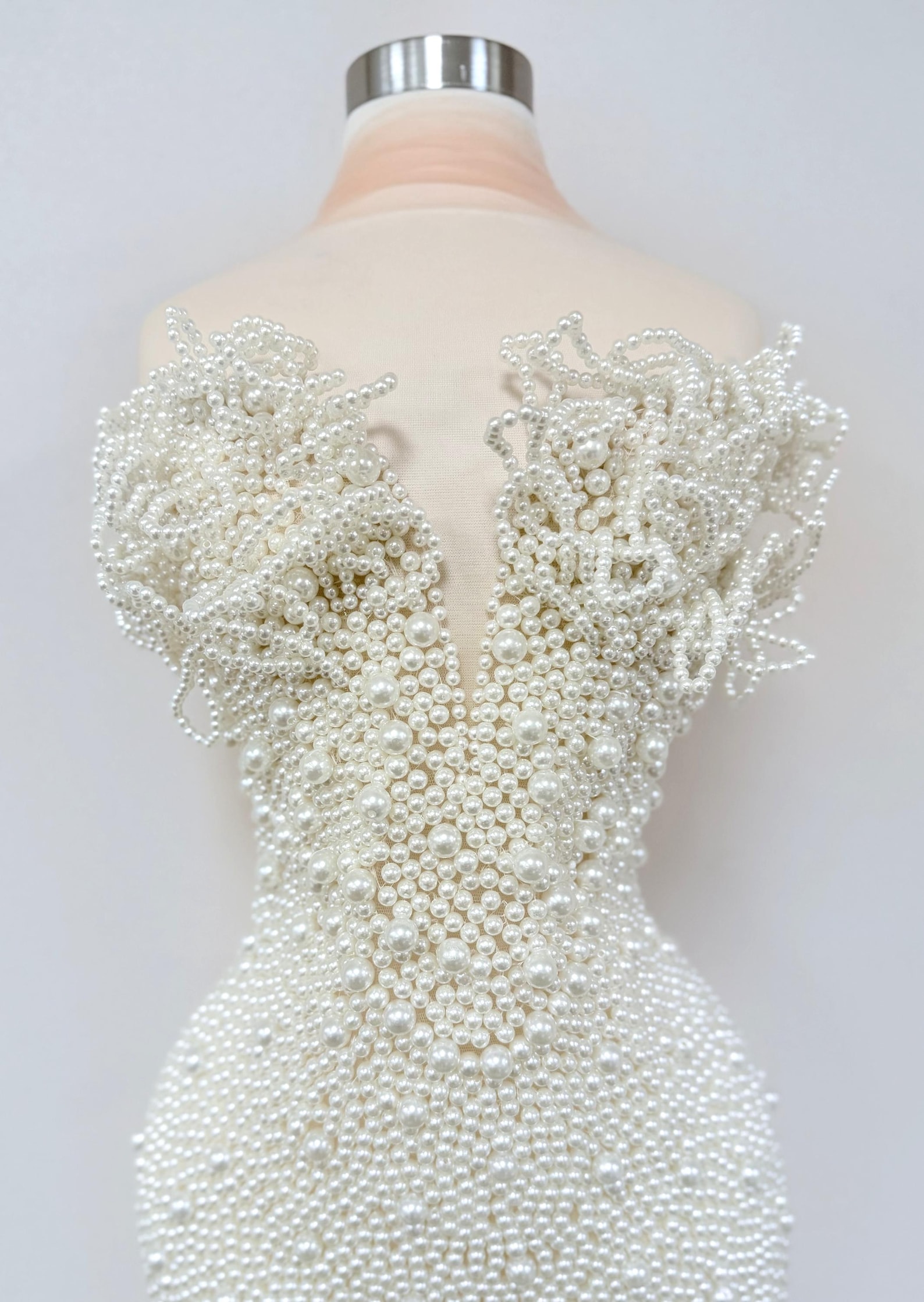 Ivory Pearl Beaded Applique – Handmade Bridal Bodice Embellishment for ...