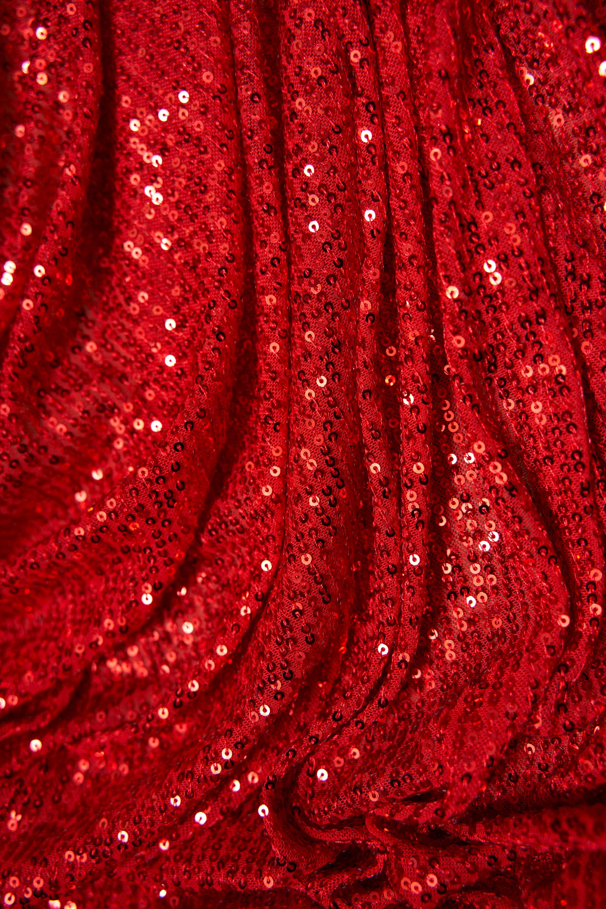 Iridescent Red Striped Sequin Fabric on Stretch Mesh Shiny Glitter ...