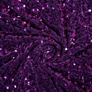 Purple Sequin Velvet Fabric: Stretch Violet Sequined Material - Etsy