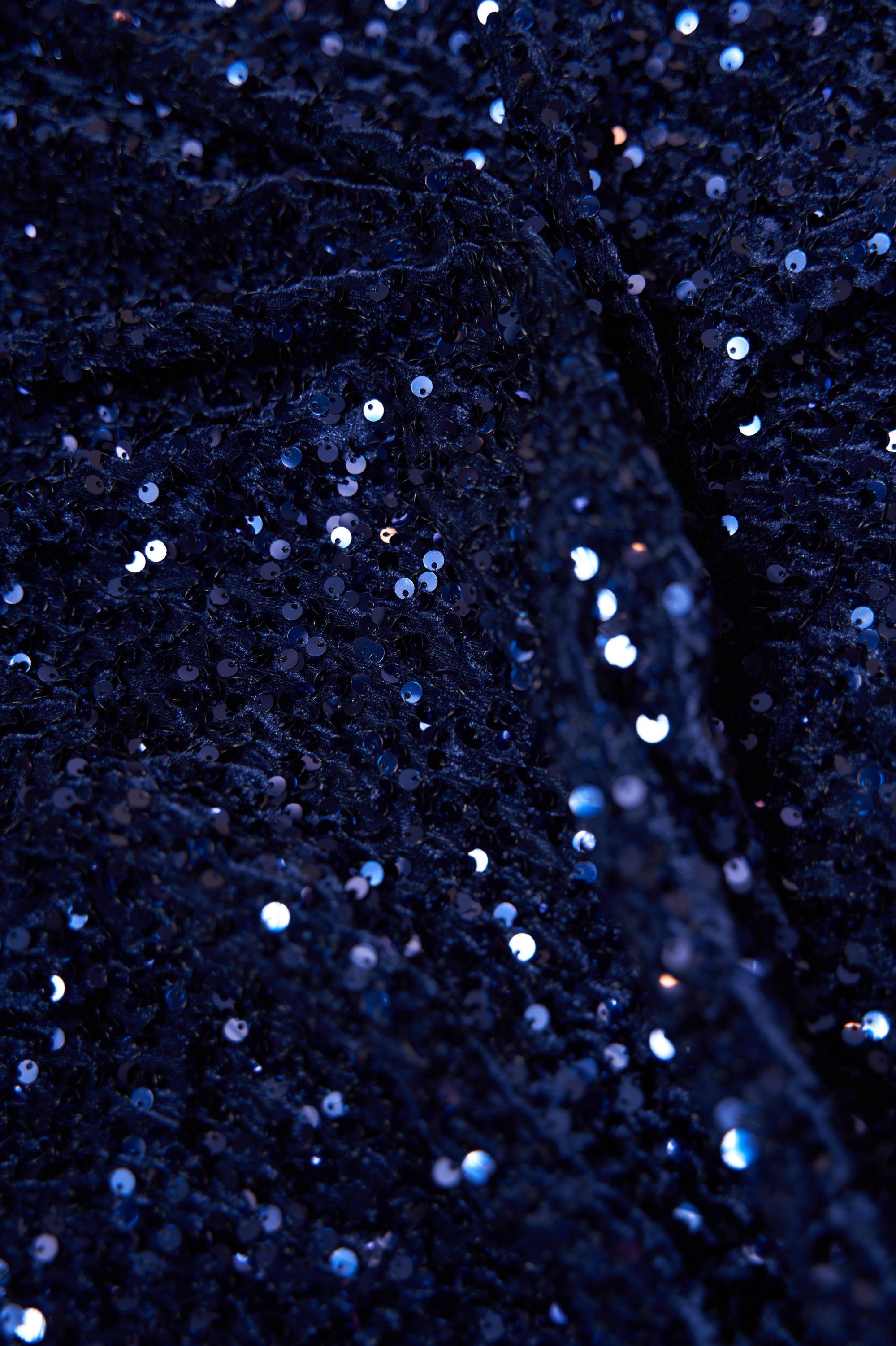 Dark Blue Sequin Velvet Fabric: Stretch Polyester Spandex Blend - Etsy
