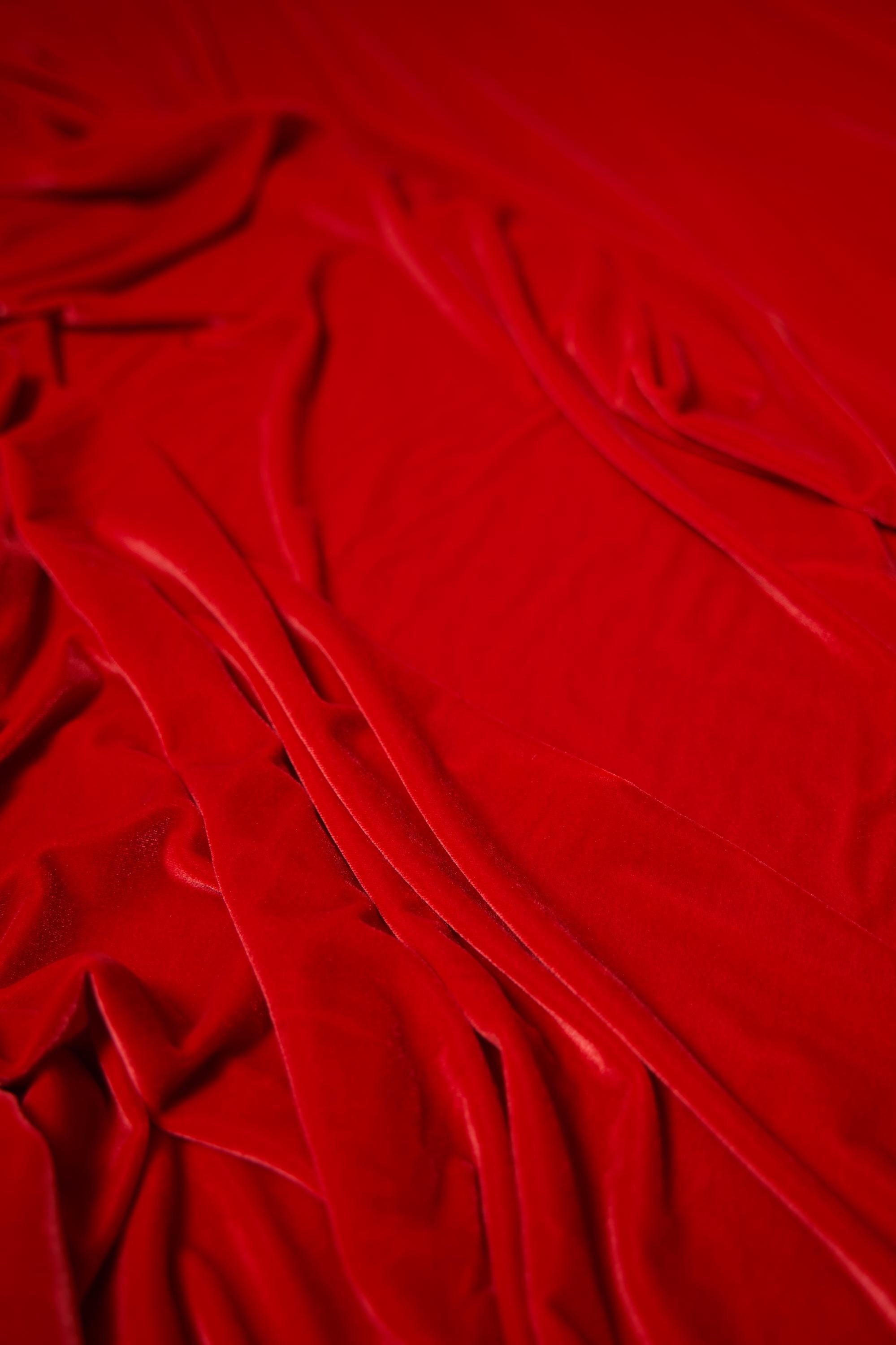 Red Stretch Velvet by the Yard, Luxurious Red Velvet Fabric for Apparel ...
