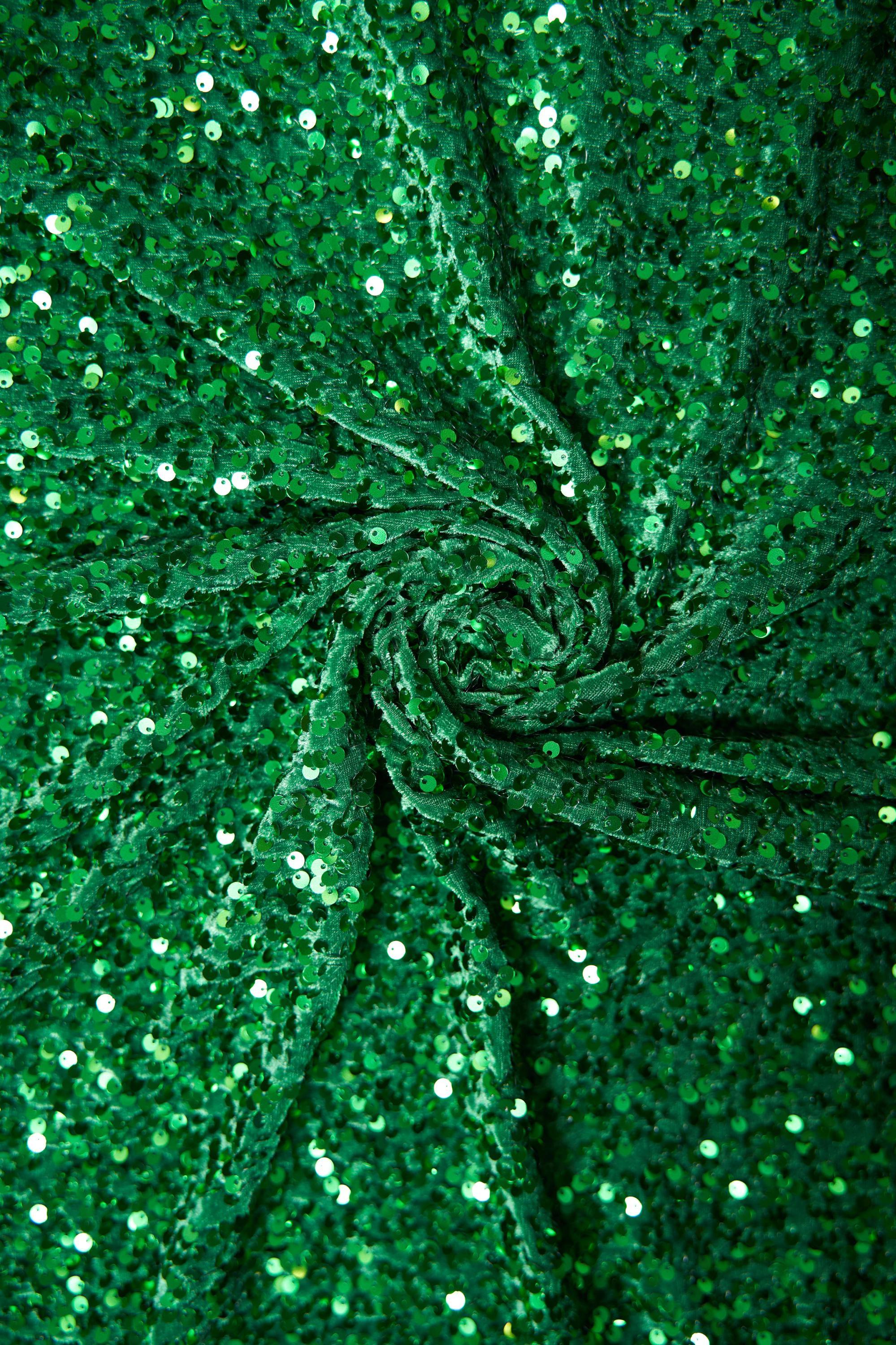 Kelly Green Sequins Velvet Fabric: Stretch Fashion Fabric - Etsy